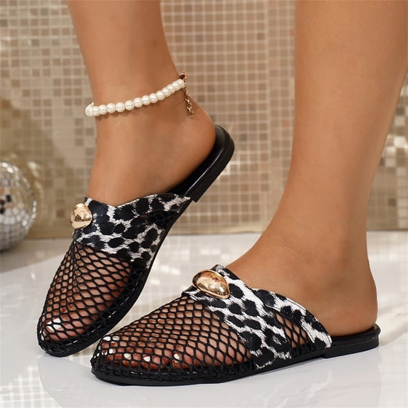 Domuza Women’s Stylish Mesh Mule Slides, Open-Back Pointed Toe Shoes ...