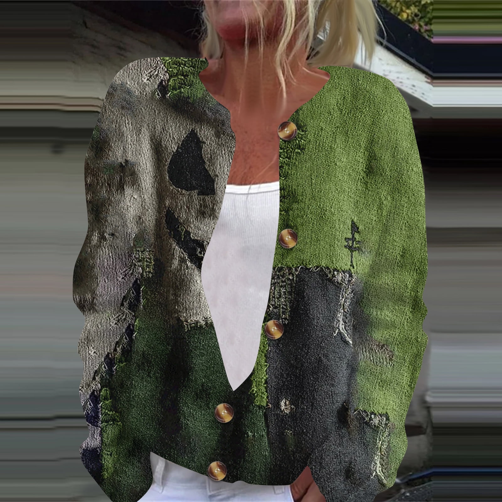 Domuza Womens Cardigan Sweaters Halloween Horror Novelty Print Long ...