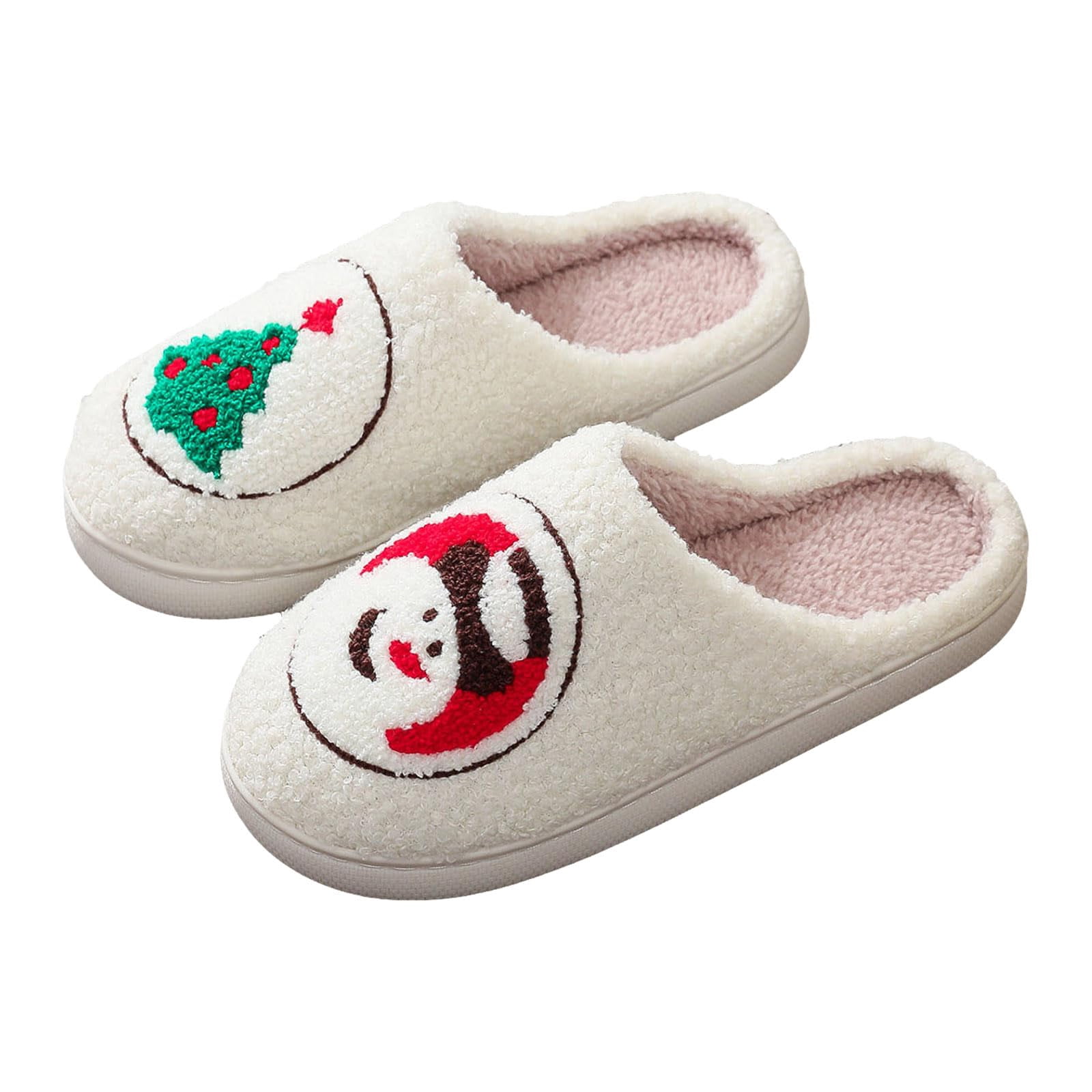 Domuza Womens Christmas Slippers Thermal Plush Lined Cute House ...