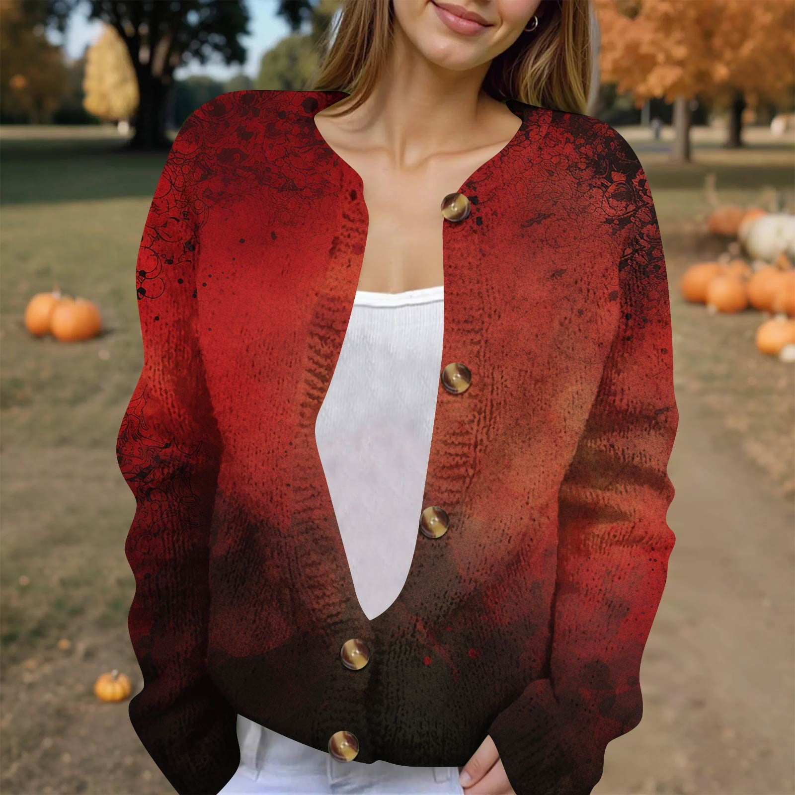 Domuza Womens Halloween Cardigan Sweaters Horror Funny Graphics Long ...