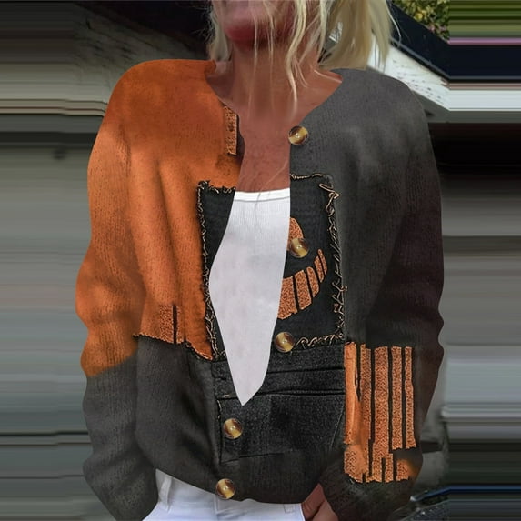 Domuza Womens Halloween Cardigan Sweaters Horror Novelty Graphics Long ...