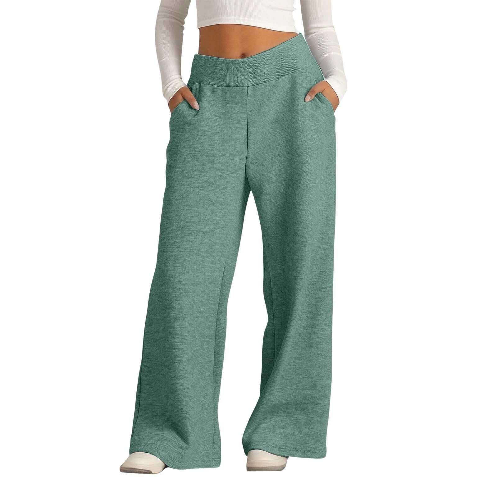 Domuza Womens Wide Leg Yoga Pants Casual Relaxed Fit High Waisted Cozy ...