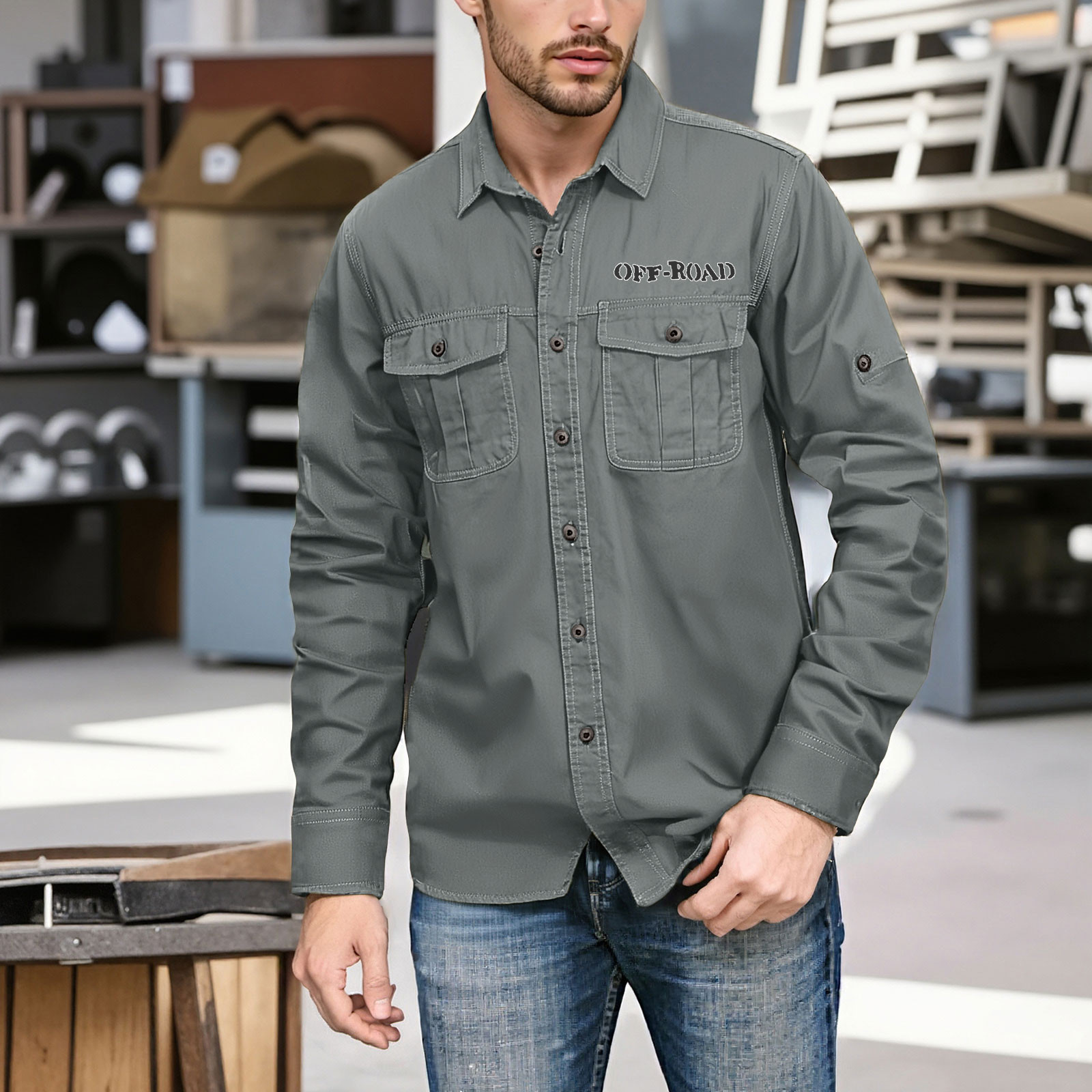 Domuza Work Shirts for Men Long Sleeve Lightweight Breathable Button Up ...