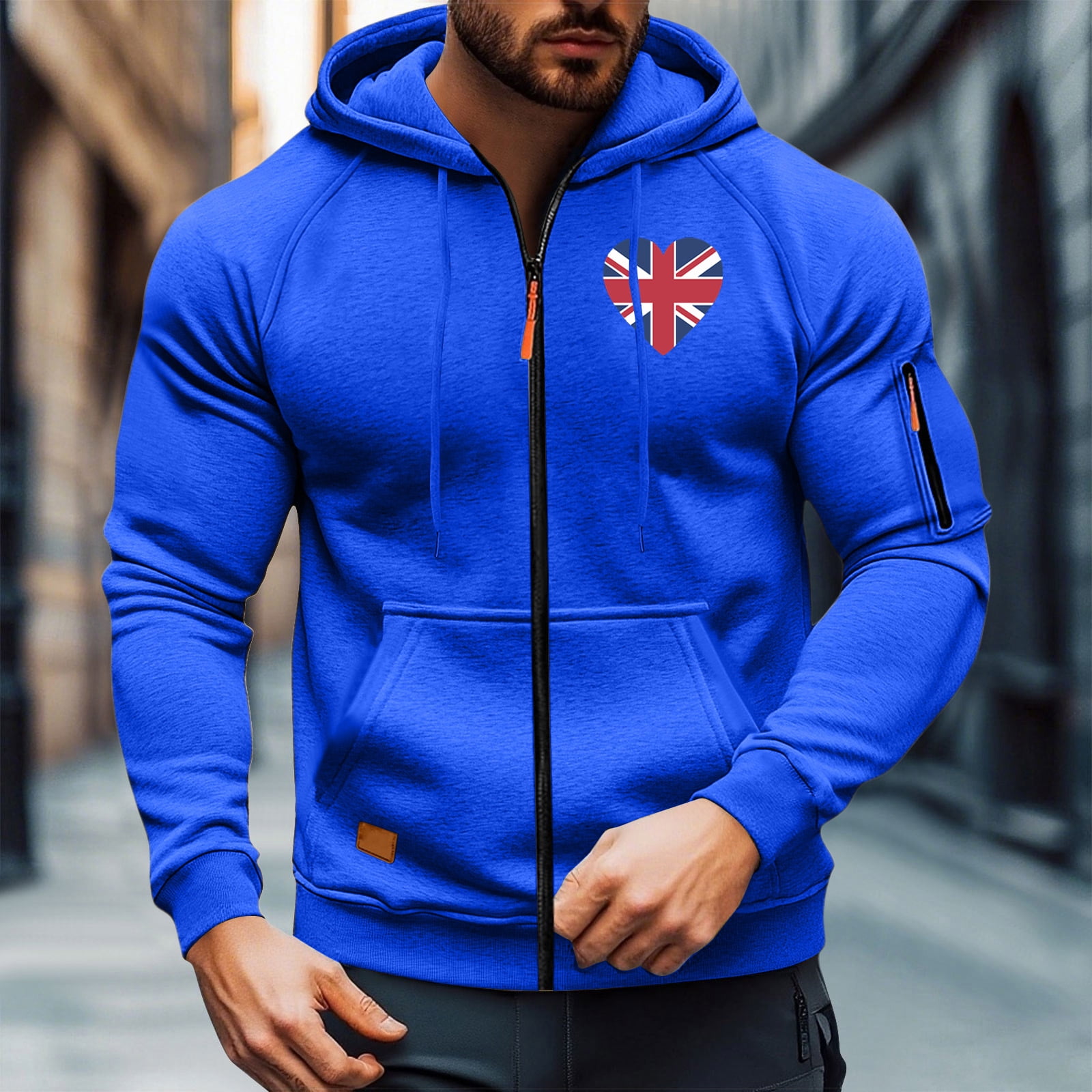 Domuza Zip Up Hoodie Men American Flag Graphic Long Sleeve Hooded ...
