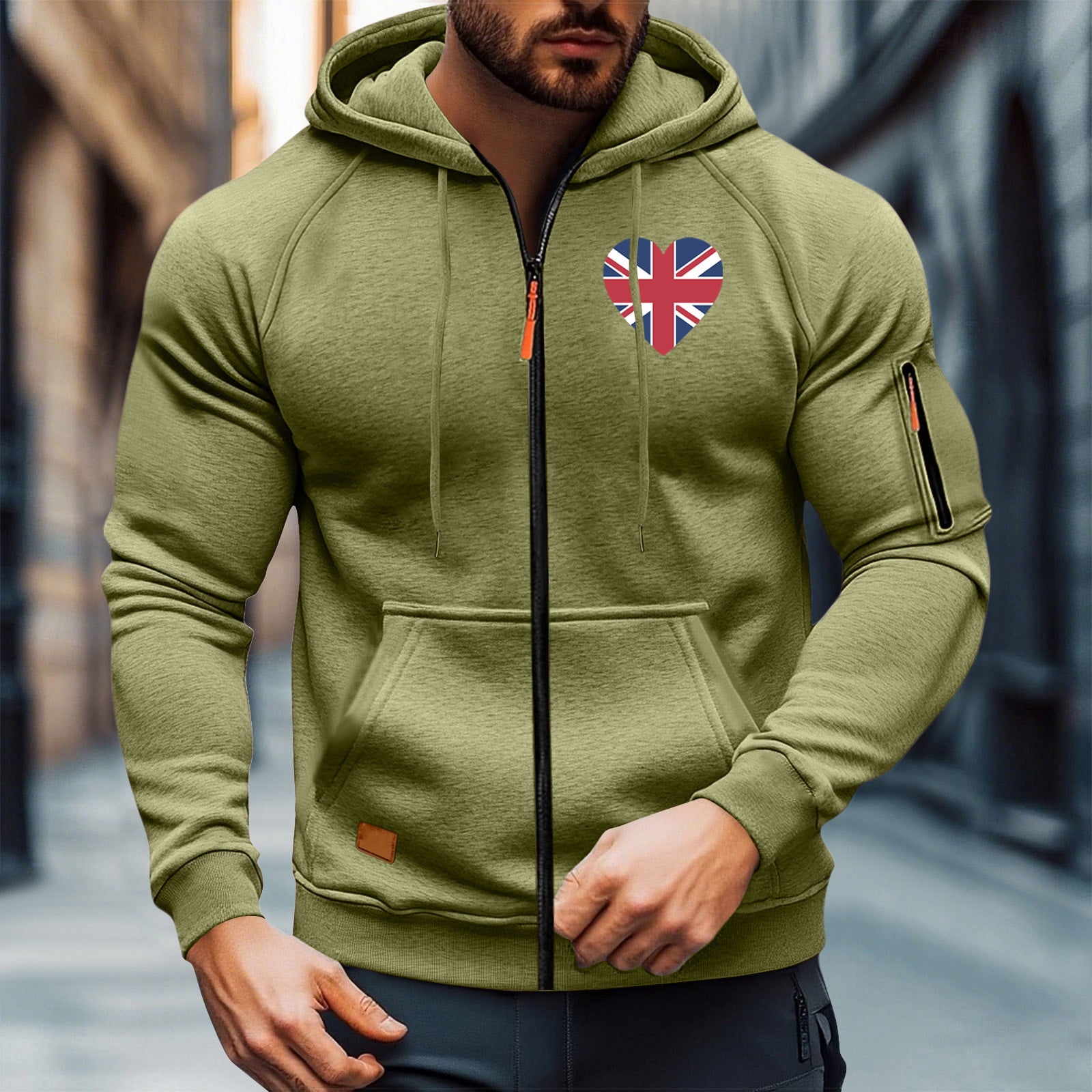 Domuza Zip Up Hoodie Men Usa Flag Graphic Long Sleeve Hooded Sweatshirt ...