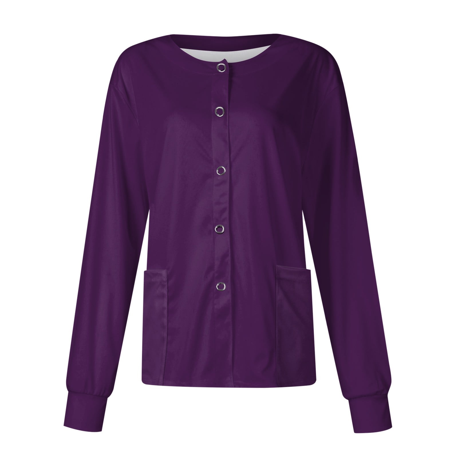 Domzest 2025 Scrub Jackets for Woman Long Sleeve Basic Colored Scrub ...