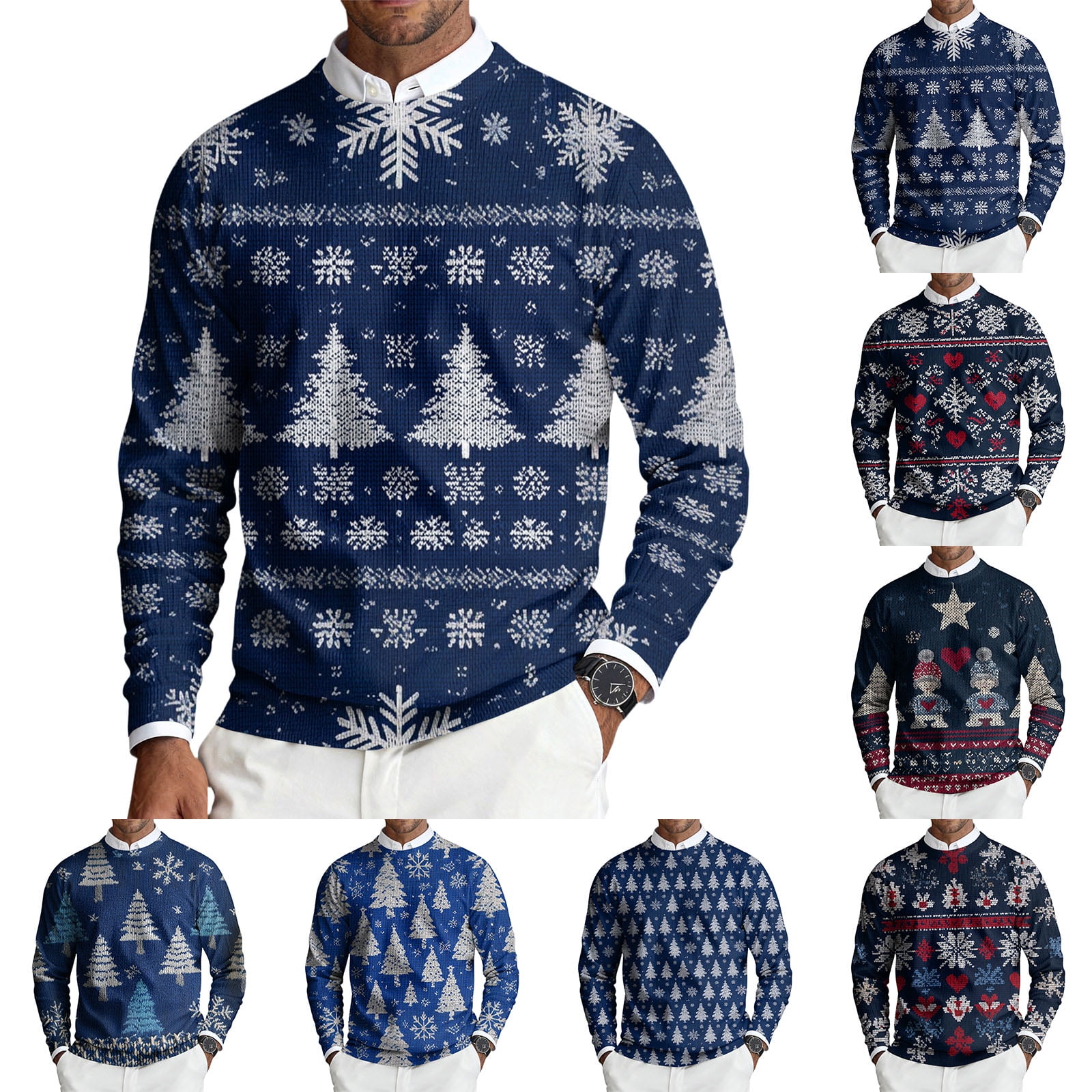 Domzest 2026 New Christmas Sweaters for Men Long Sleeve Cotton Knit ...