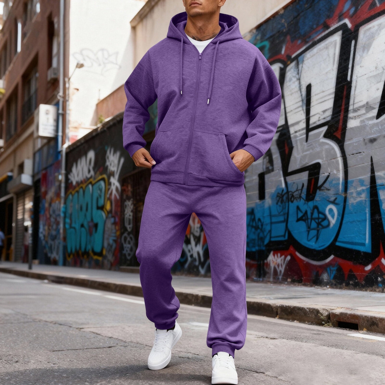 Domzest 2026 New Mens Track Suits 2 Piece Set Tracksuits Joggers Hooded ...