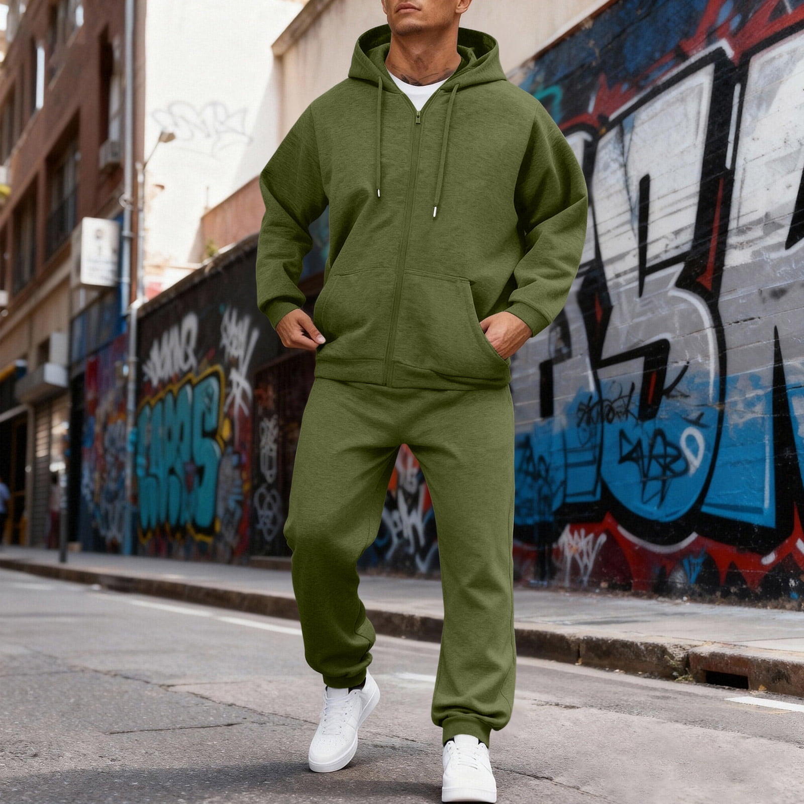 Domzest 2026 New Mens Track Suits 2 Piece Set Tracksuits Jogging Hoodie ...