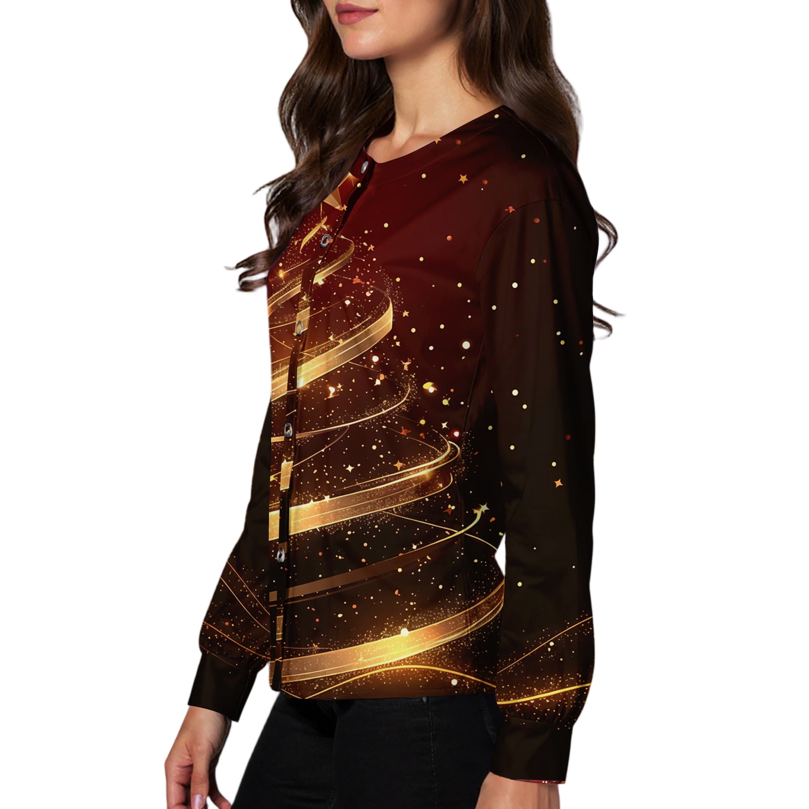 Domzest Christmas Nursing Jackets for Nurses Cute Lab Coat Snowflake ...