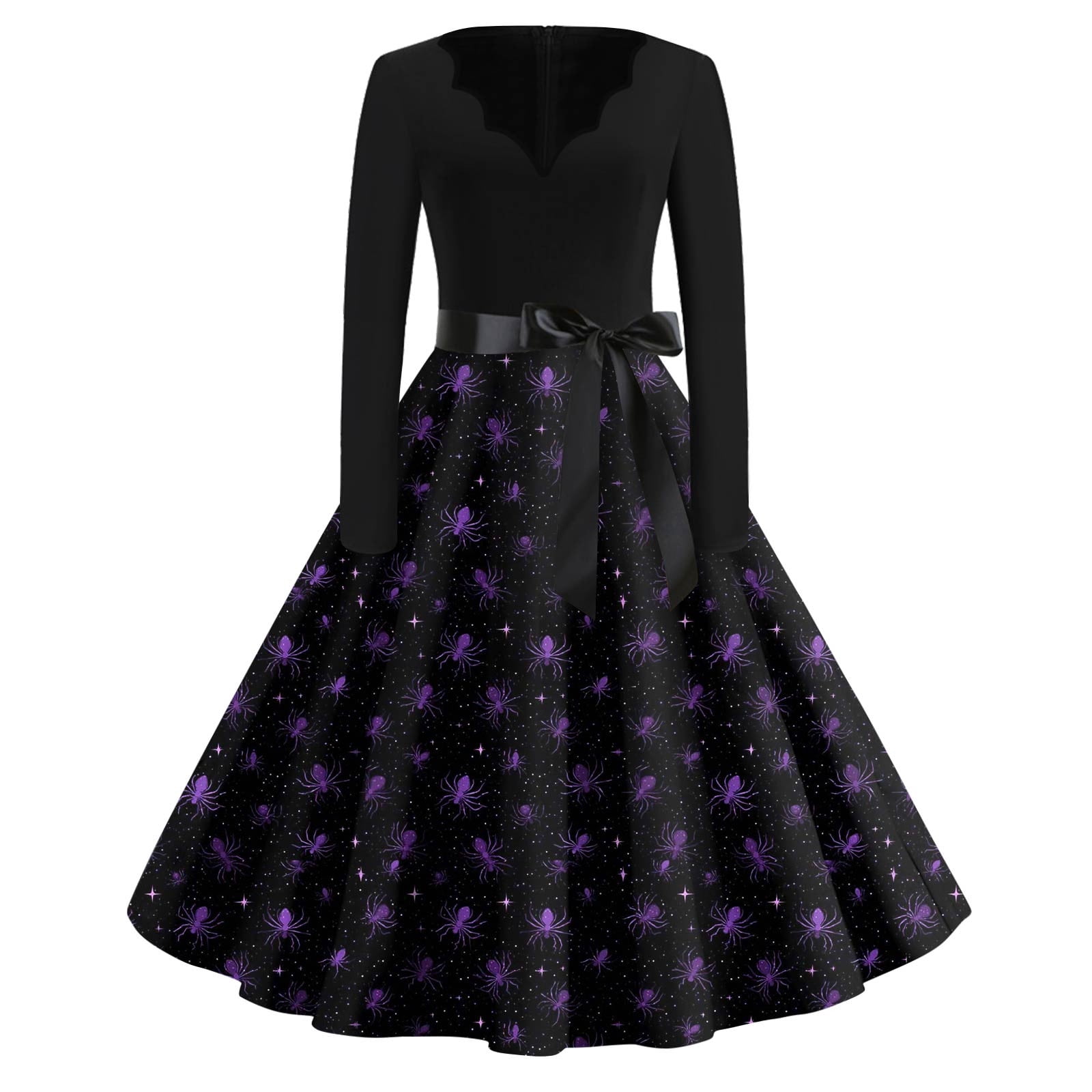 Domzest Halloween Dresses for Women Fall Vintage Bloody Printed Long ...