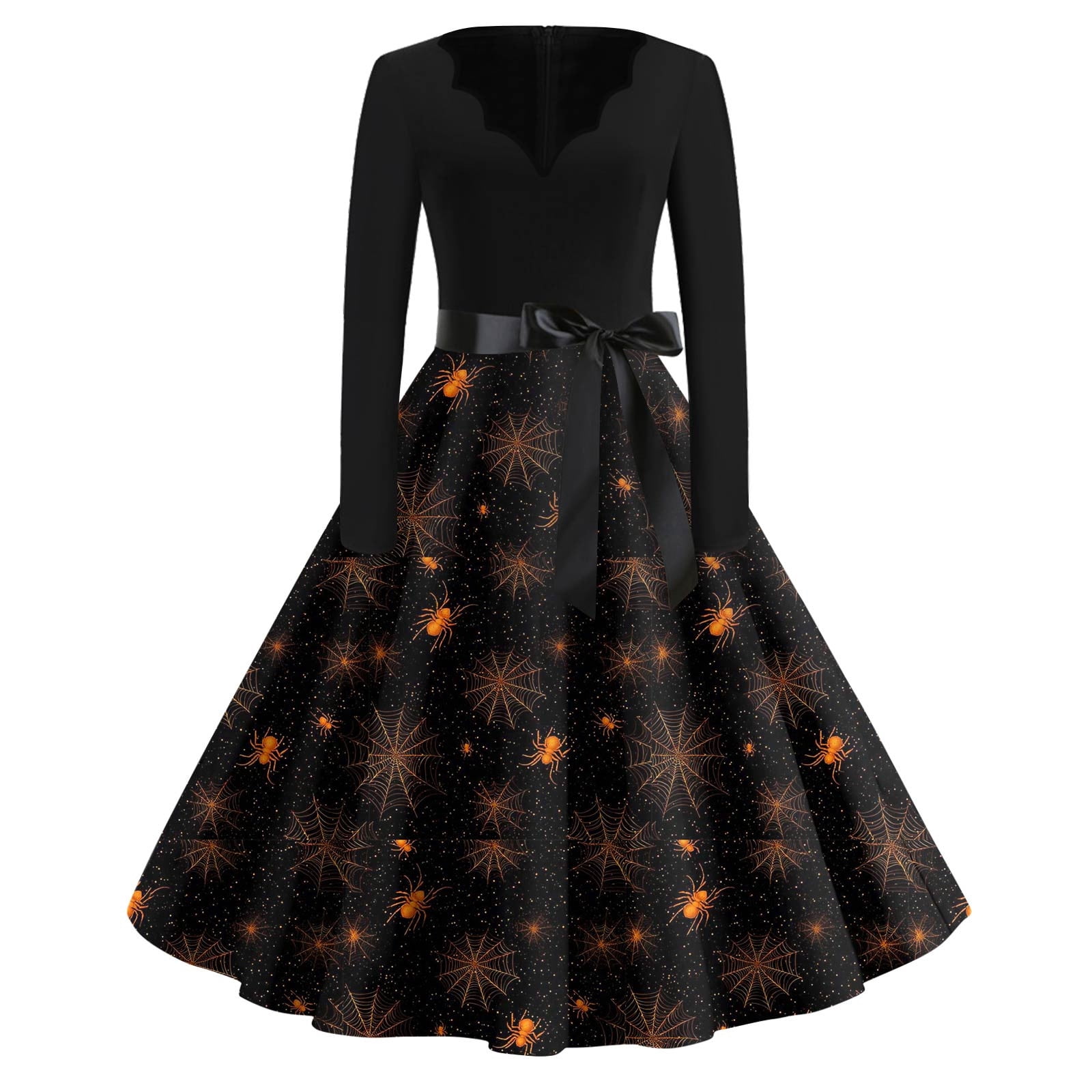 Domzest Halloween Dresses for Women Fall Vintage Bloody Printed Long ...