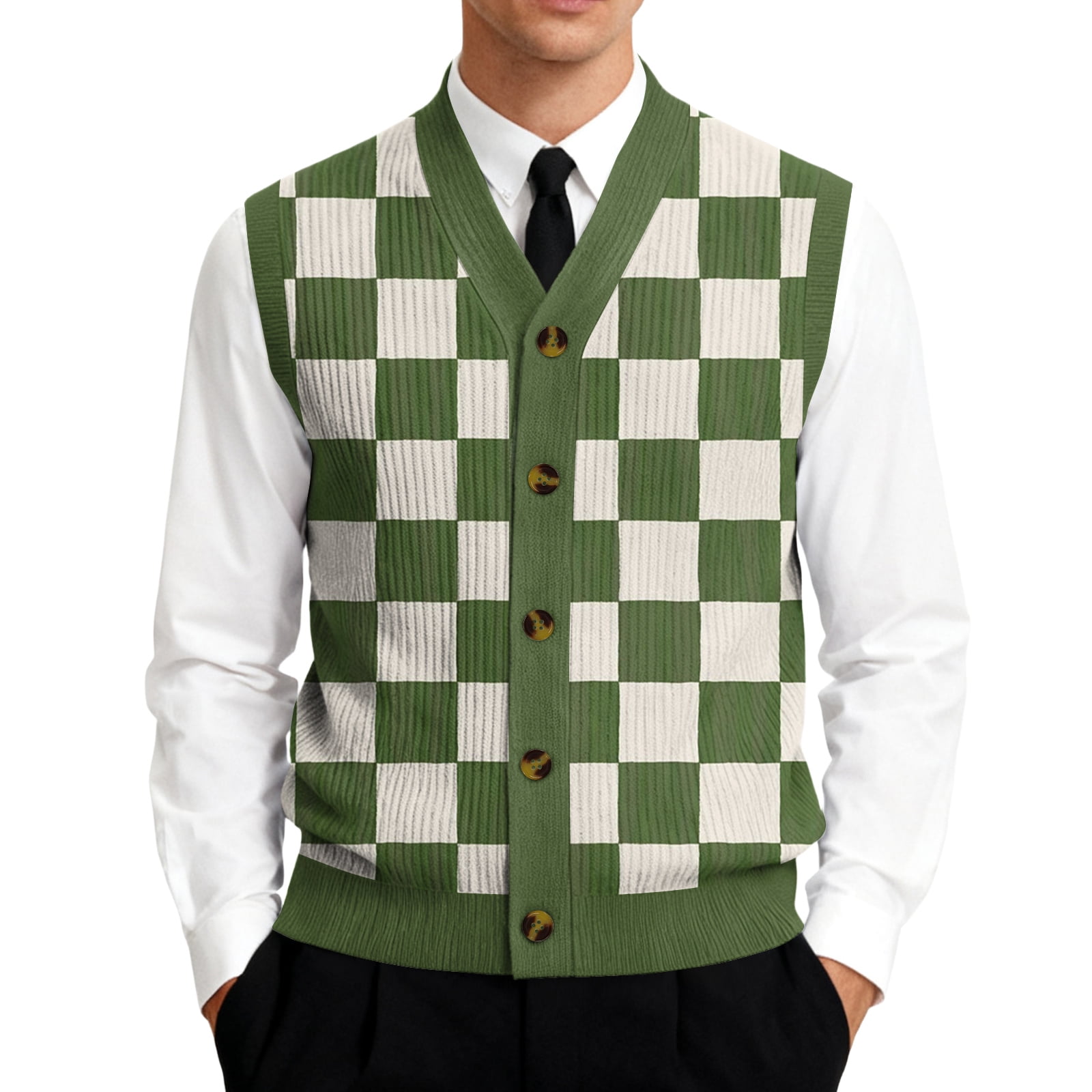 Domzest Men Cardigan Sweater Tailored Fit Sleeveless V Neck Sweater ...