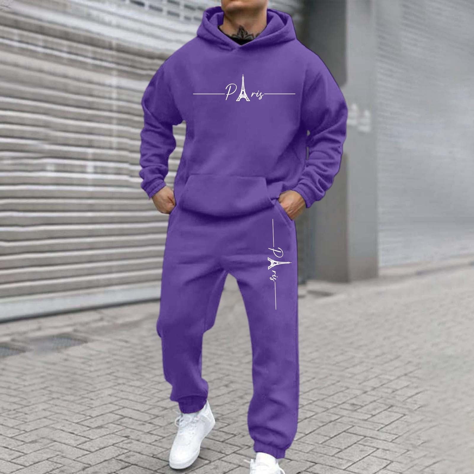 Domzest Men's Tracksuits Two Piece Tracksuit Joggers Drawstring letter ...