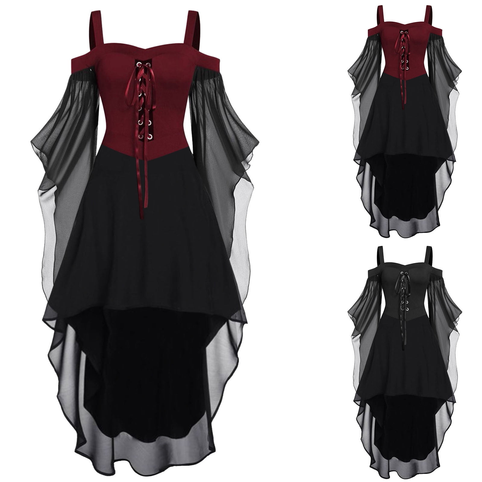 Domzest Plus Size Women Witch Dress - 2025 Renaissance Medieval Vampire ...