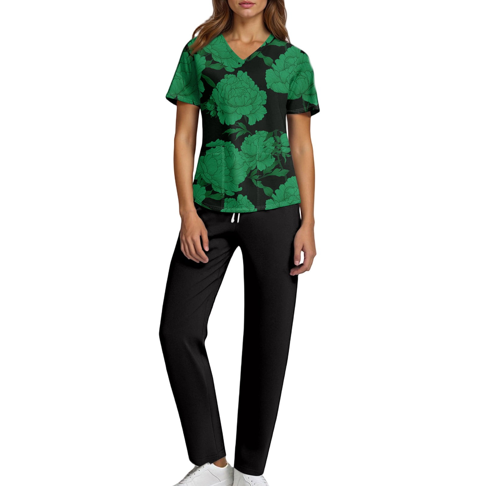 Domzest Scrubs for Women Set Clearance Plus Size Jogger Scrubs Petite V ...
