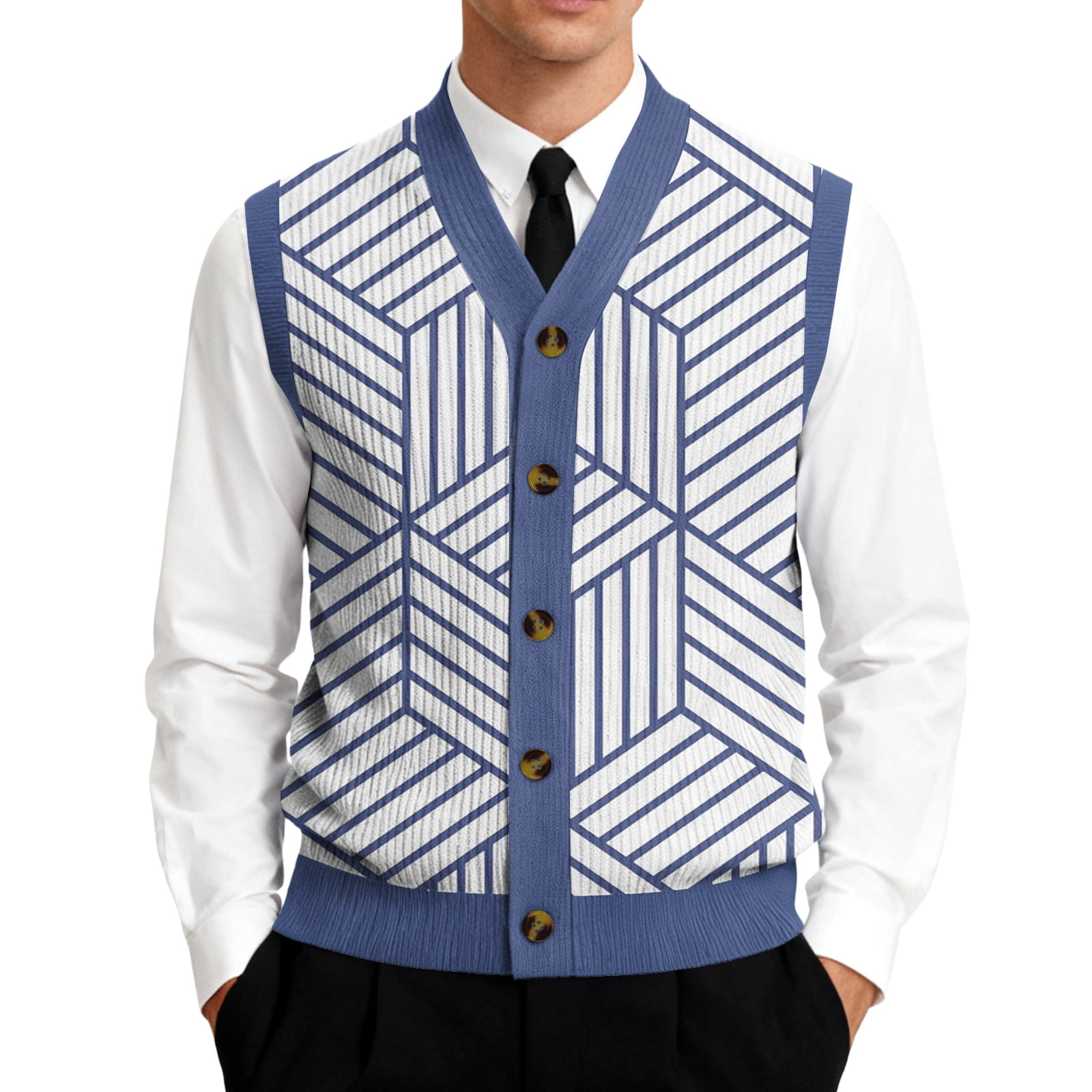 Domzest Sweater Vest for Men Tailored Fit Sleeveless V Neck Knit ...