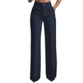 Domzest Womens Dress Pants Wide Straight Leg High Waisted Business ...