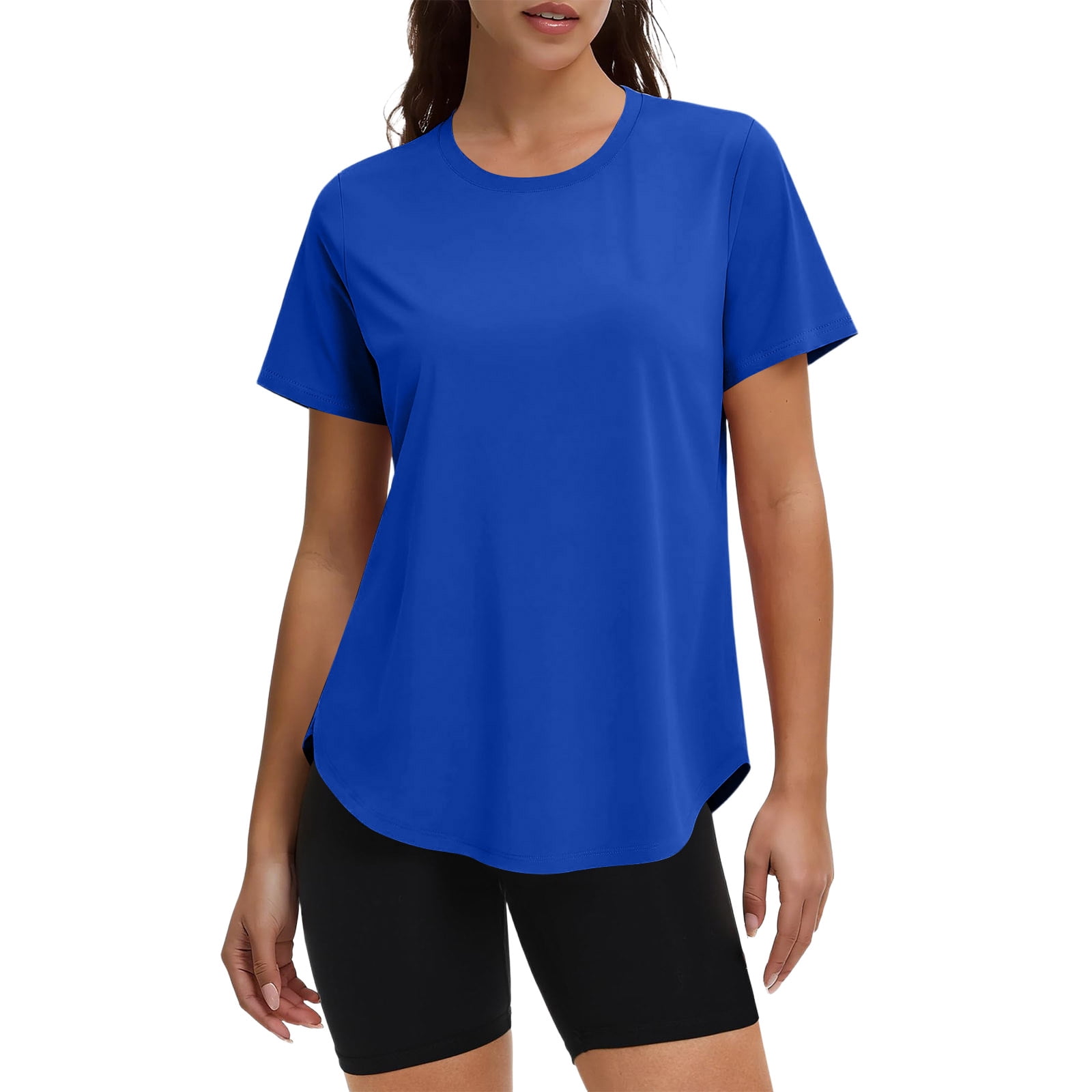 Domzest Workout Tops for Women Short Sleeve Breathable Loose Fit T ...