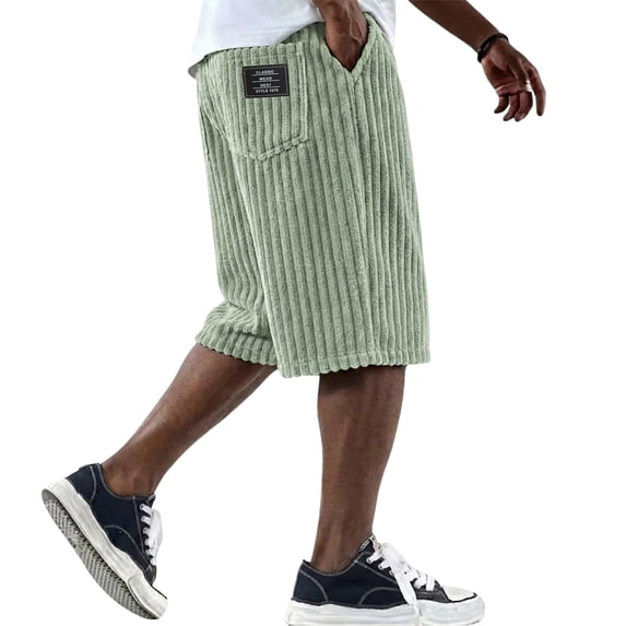 Domzle Corduroy Casual Shorts for Men Drawstring Lightweight Baggy Work ...