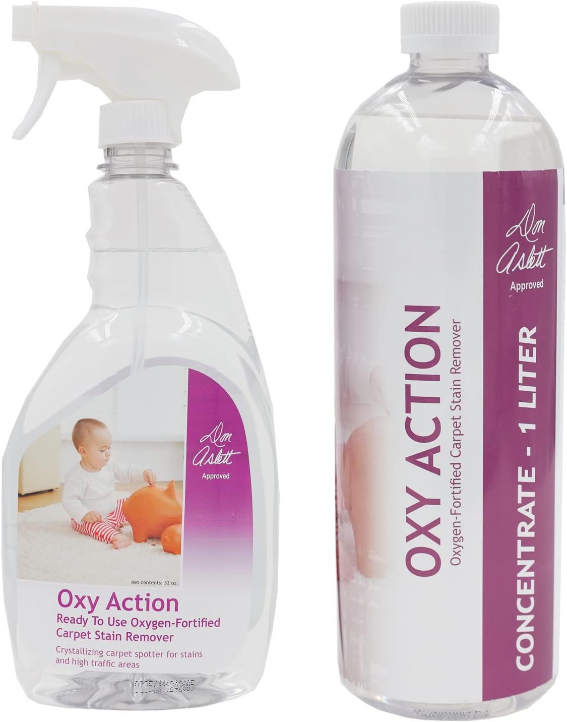 Don Aslett Oxy Action Carpet Stain Remover Set (1 Liter Concentrate ...