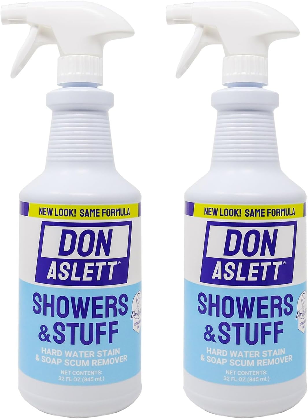 Don Aslett Showers and Stuff (32 Oz Spray Bottle, Pack of 2) Hard Water Stains and Soap Scum ...