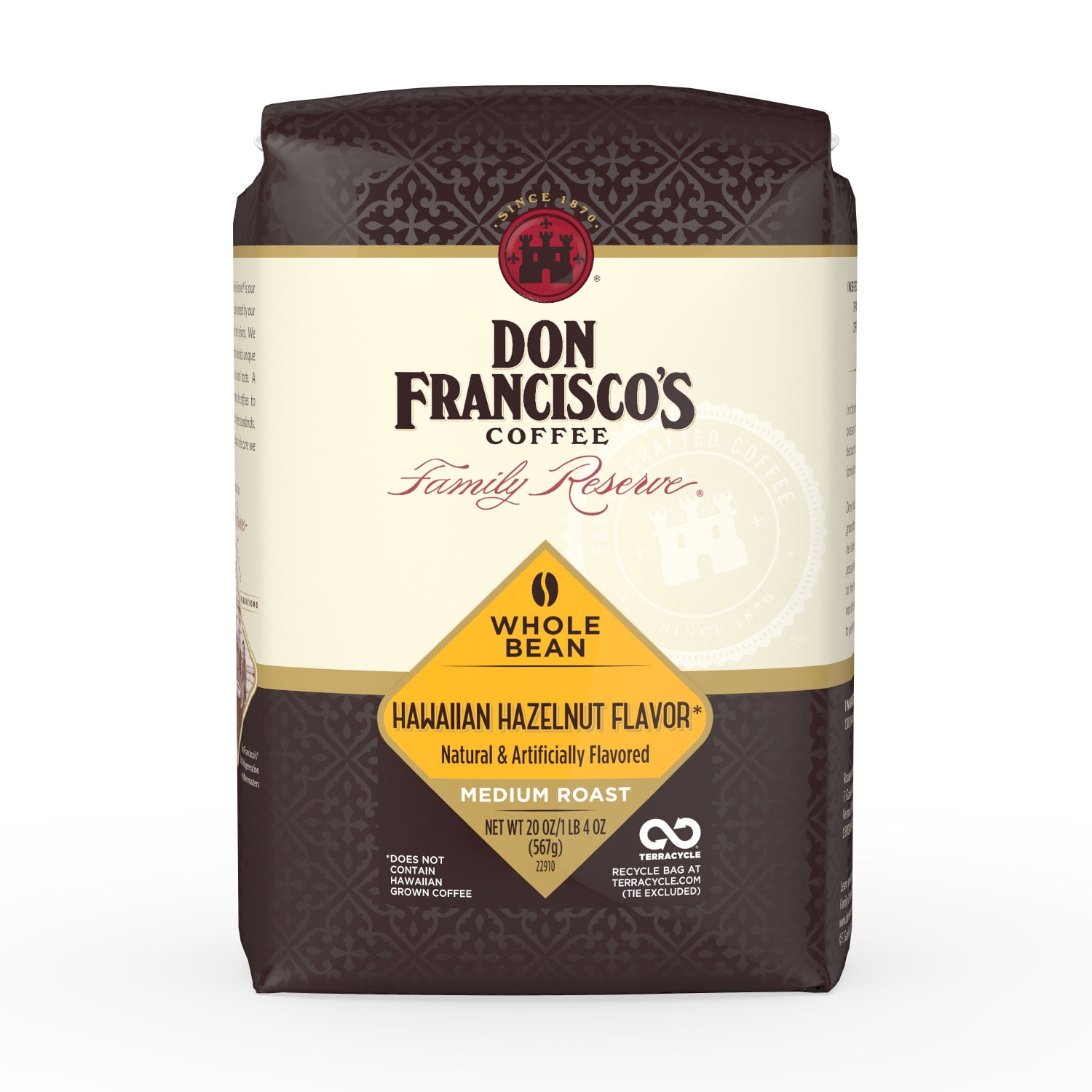 Don Francisco‚Äôs Hawaiian Hazelnut Whole Bean Coffee, 20 oz, Arabica ...