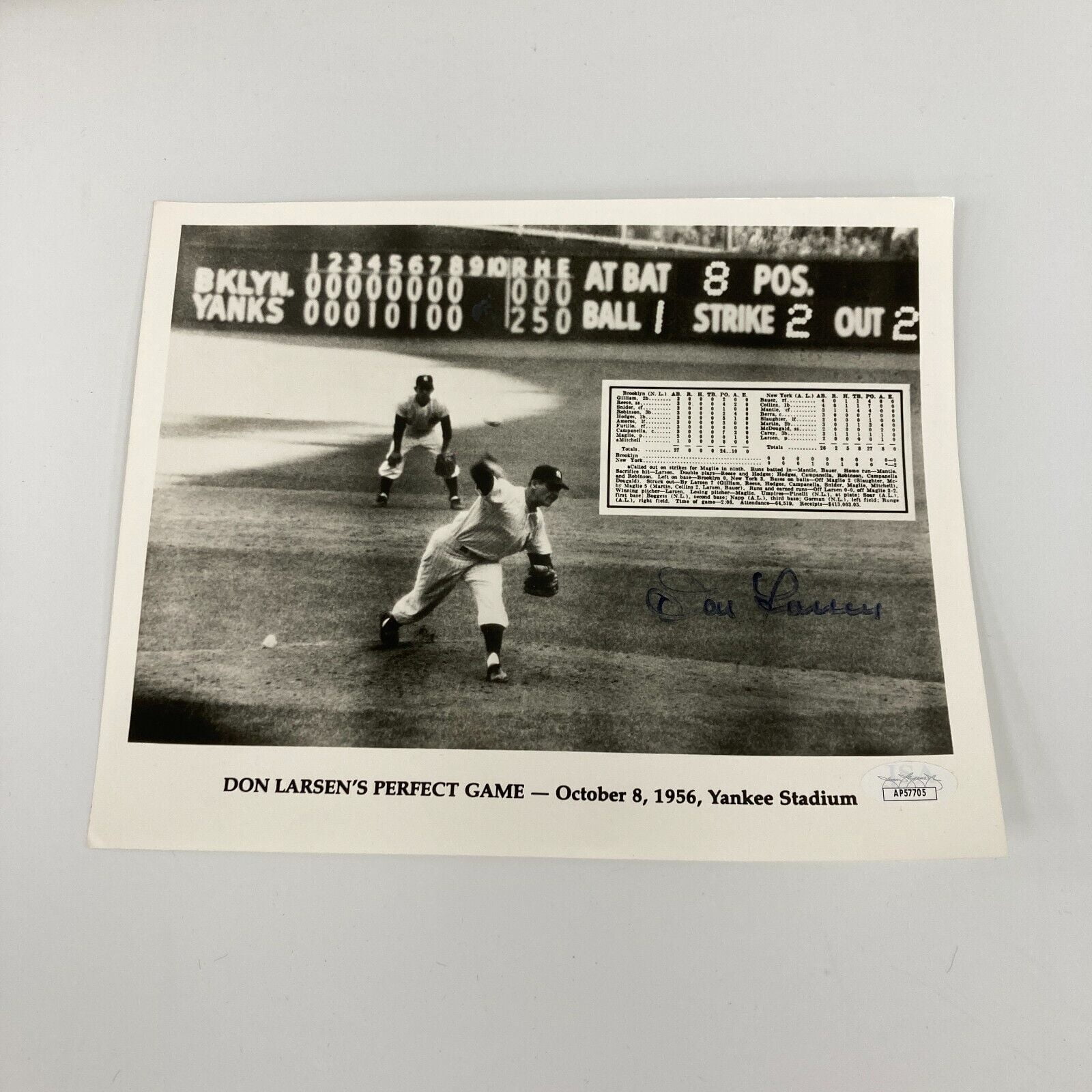 Don Larsen 1956 World Series Perfect Game Signed 8x10 Photo JSA Sticker ...