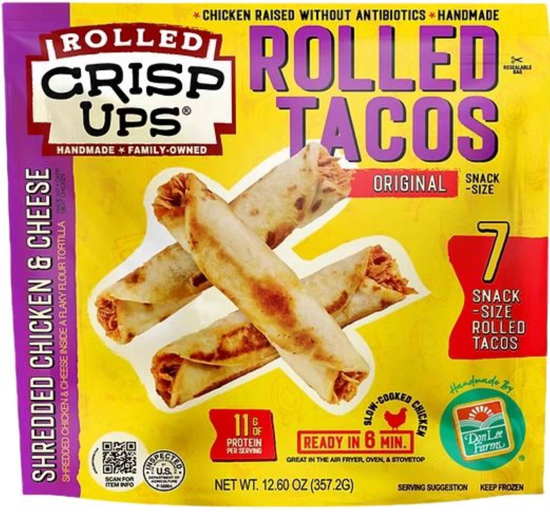 Don Lee Farms CrispUps Chicken & Cheese Rolled Tacos, 12.60 oz ...