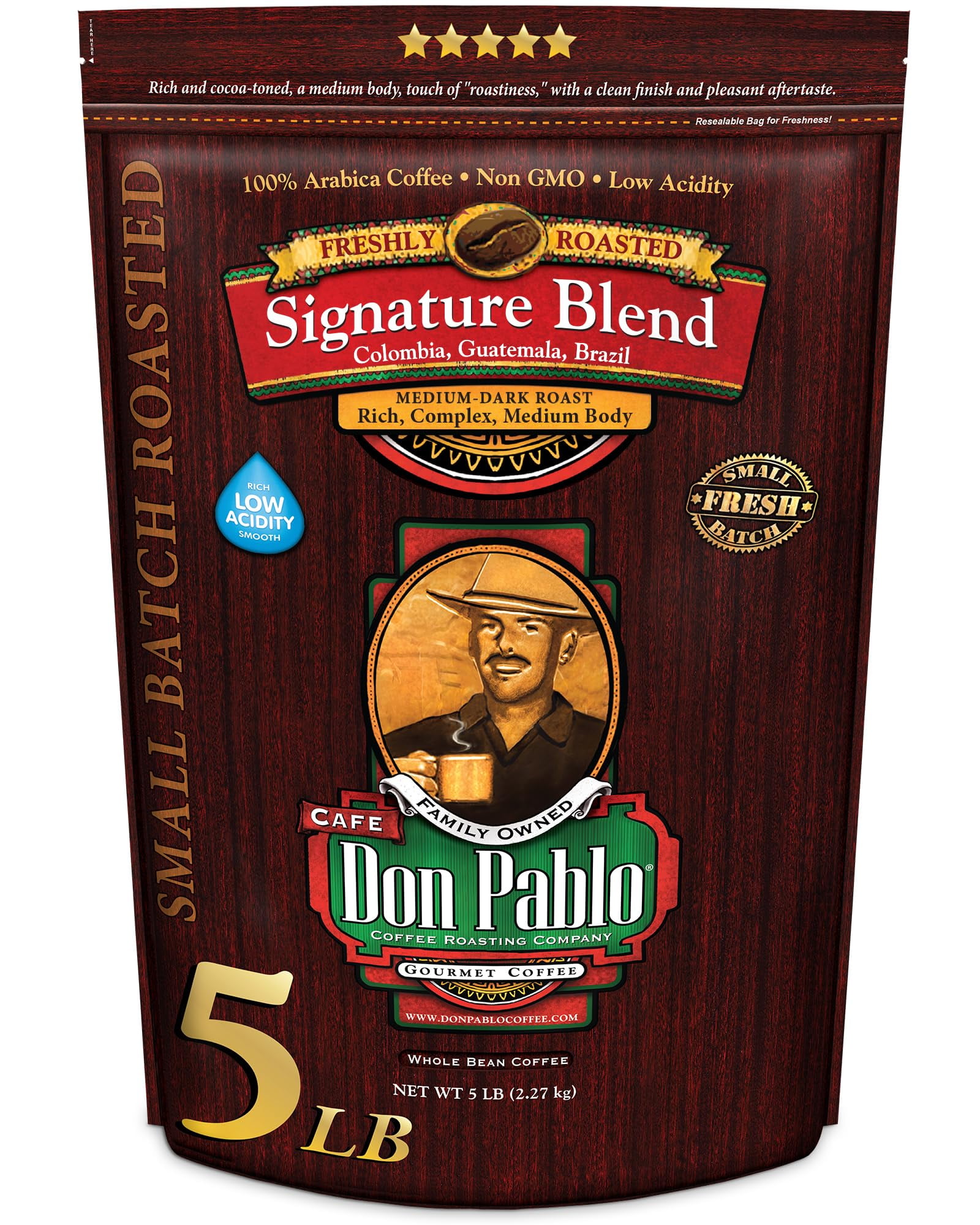 Don Pablo Gourmet Coffee - Signature Blend - Medium Dark Roast - Whole Bean Coffee - 100% ...