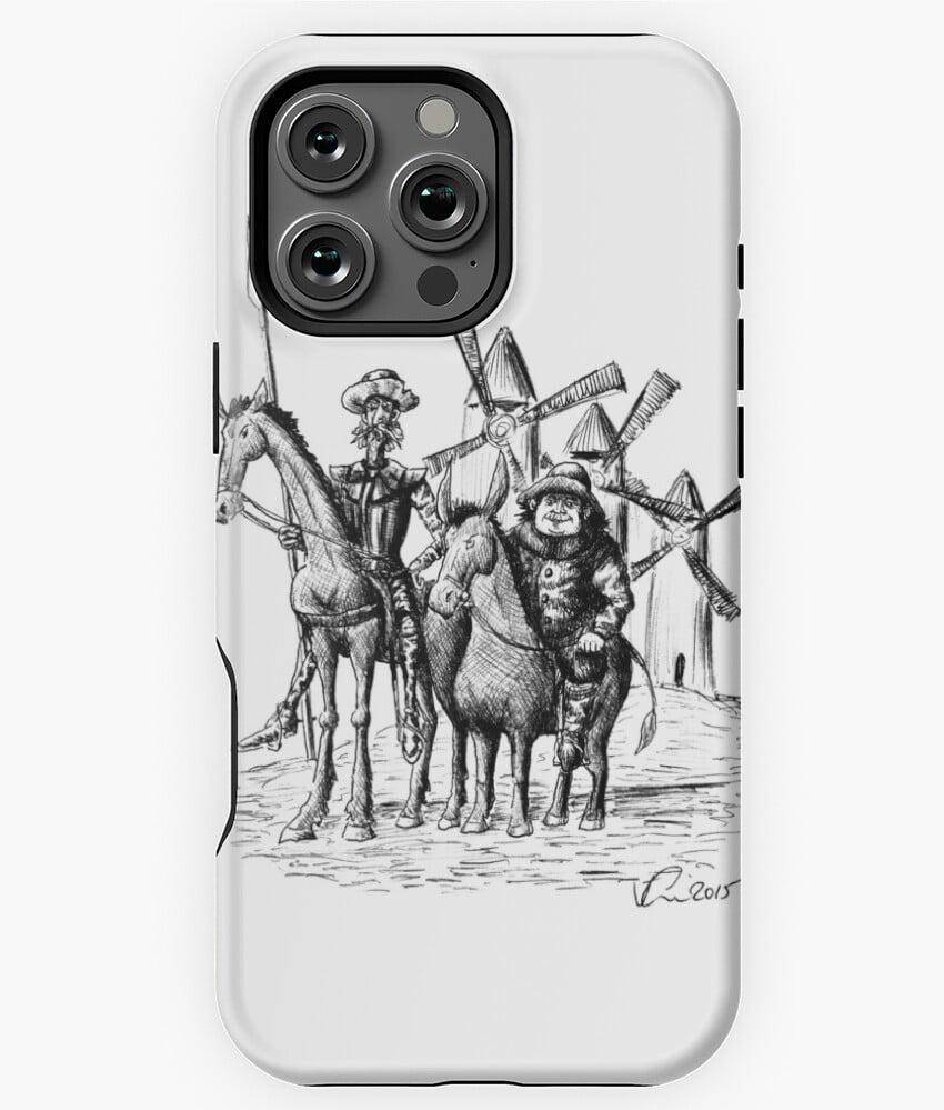 Don Quixote and Sancho Panza Ink Phone Case for iPhone 16 15 14 13 12 ...