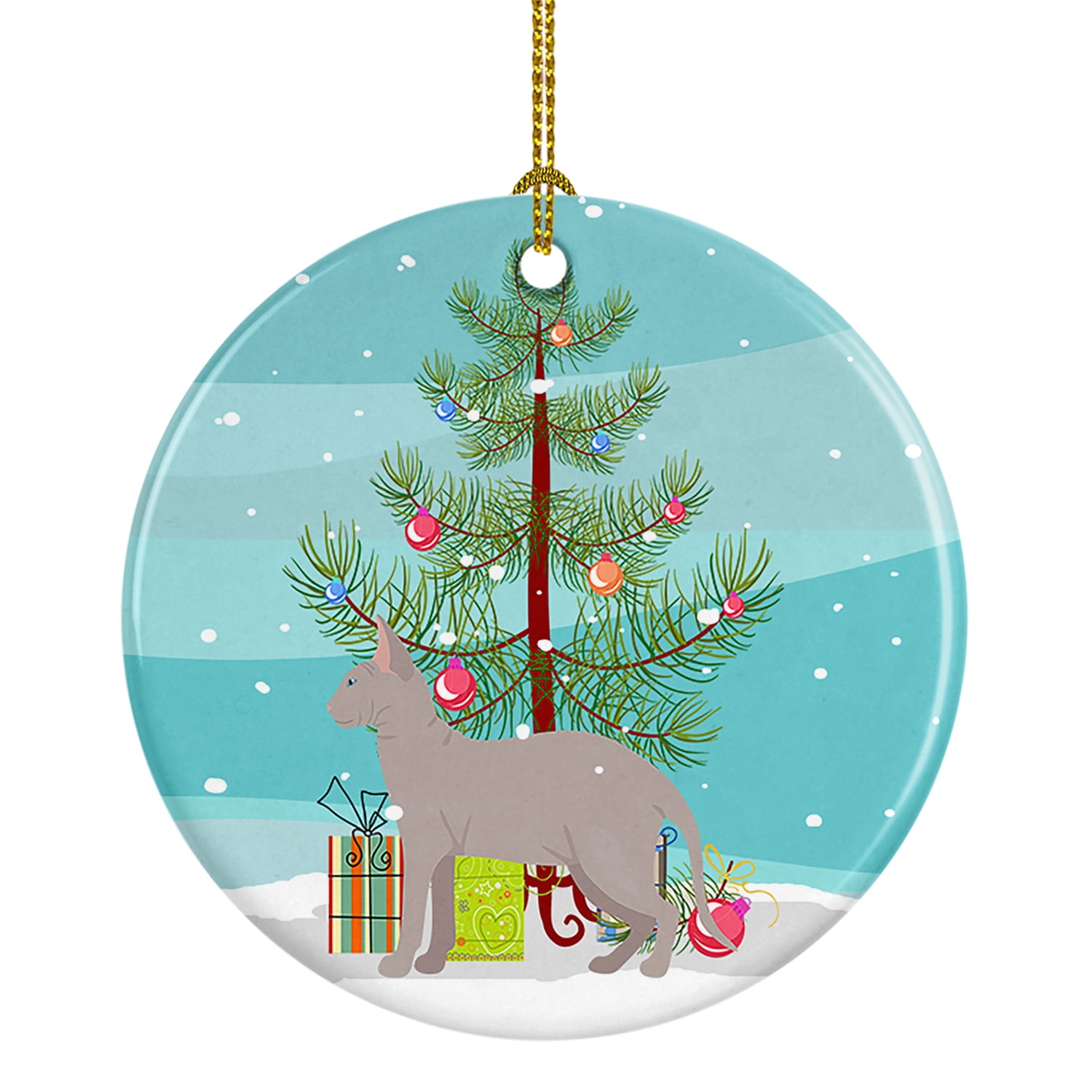 Don Sphynx Cat Merry Christmas Ceramic Ornament 2.8 in x 2.8 in ...