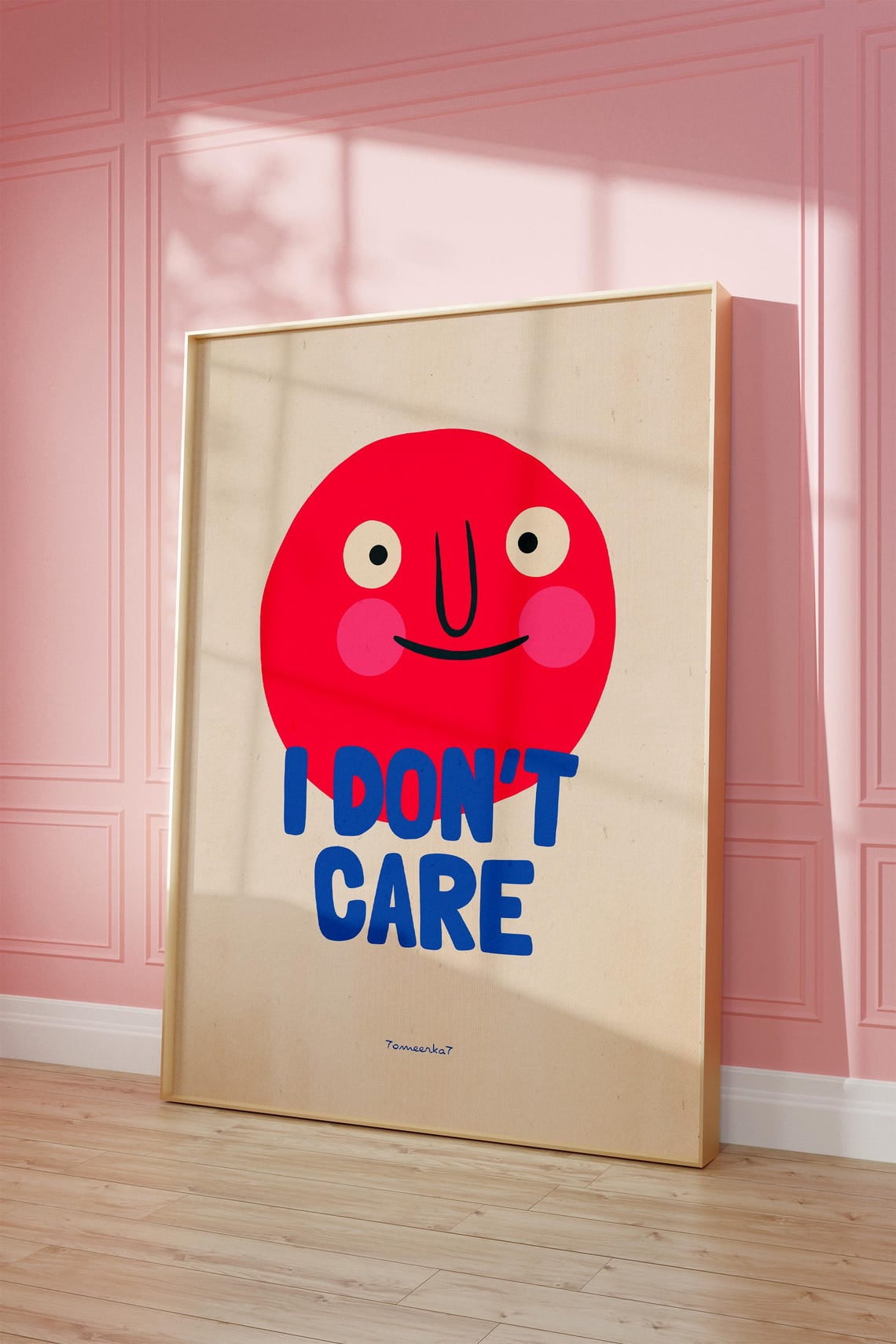 Don T Care Wall Art Poster Quote Funky Retro Dopamine Decor Trendy Red ...