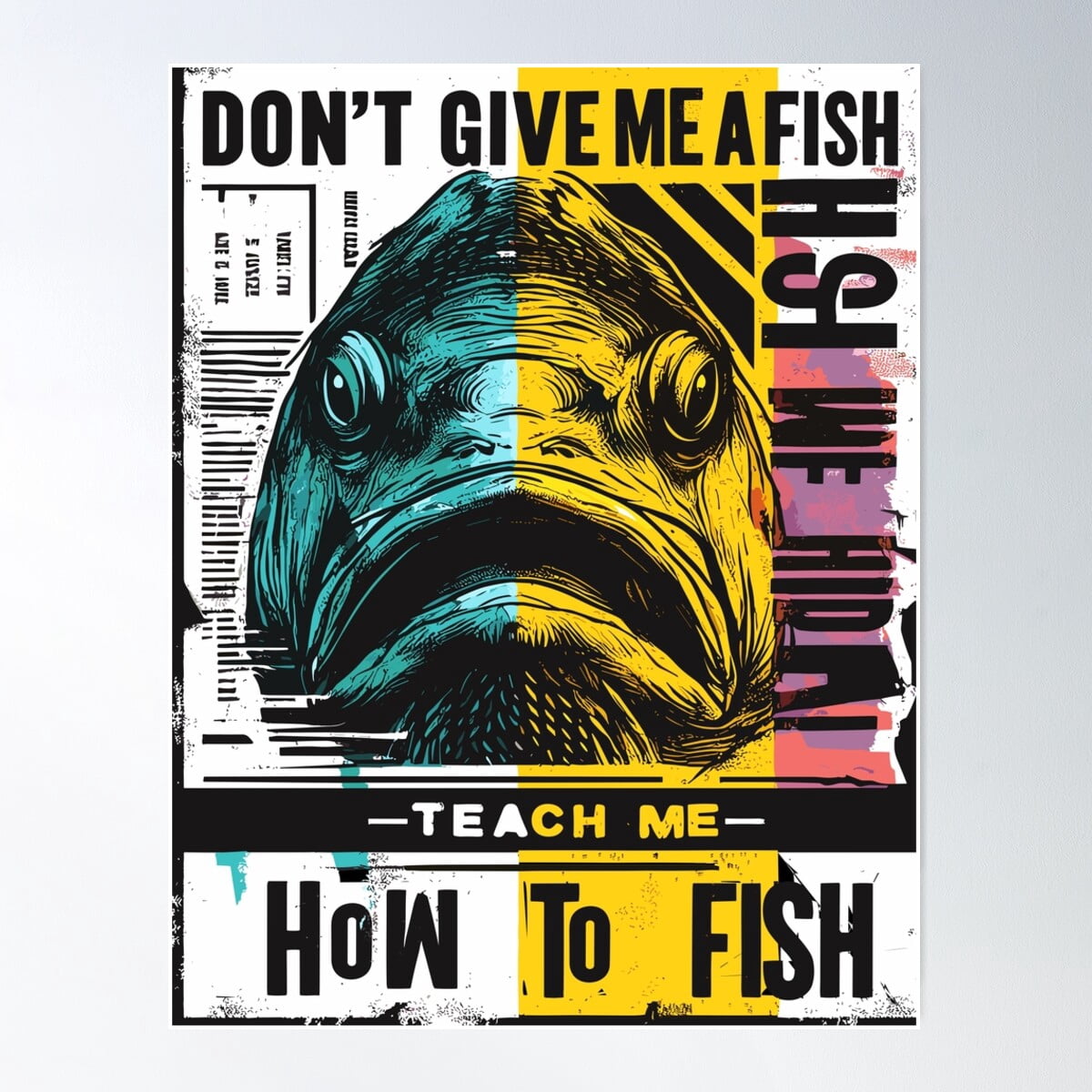 Don’T Give Me A Fish, Teach Me How To Fish Poster Wall Art, Modern Wall ...
