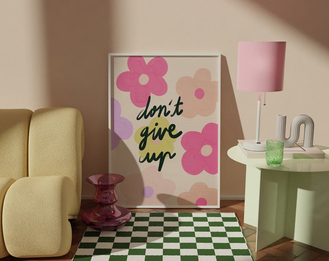 Don'T Give Up Poster, Motivational Quotes Typography, Colorful Wall Art ...