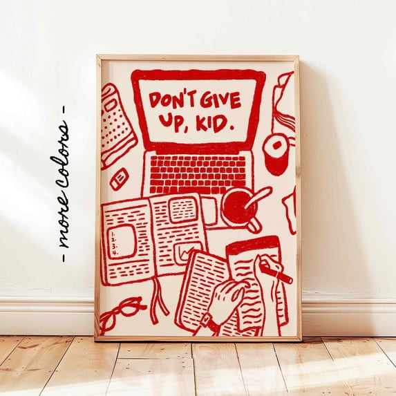 Don T Give Up Poster Retro Positive Affirmation Above Desk Wall Decor ...