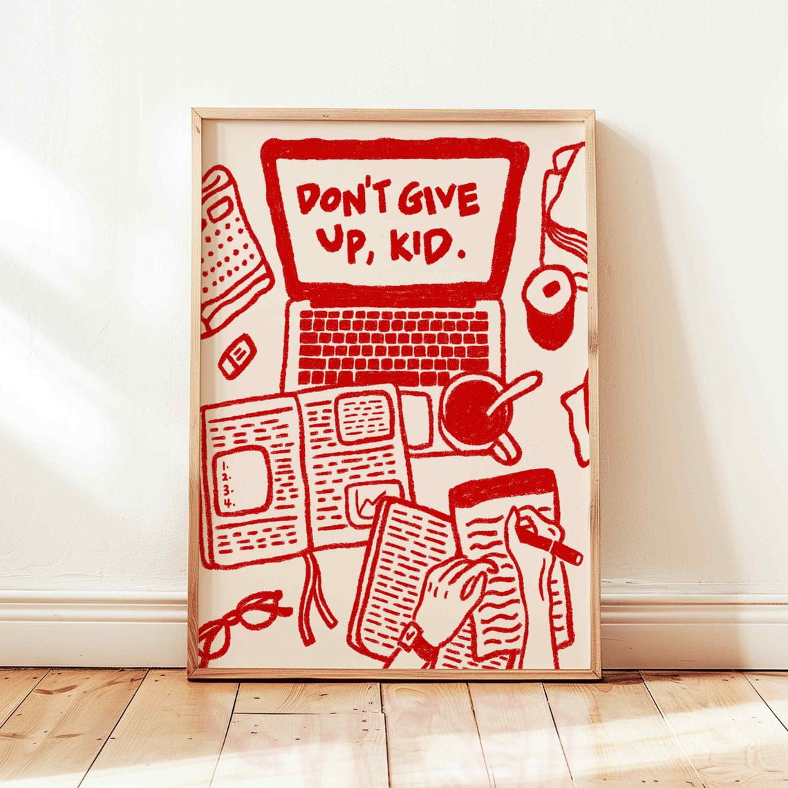 Don T Give Up Poster Retro Positive Affirmation Study Desk Wall Art ...