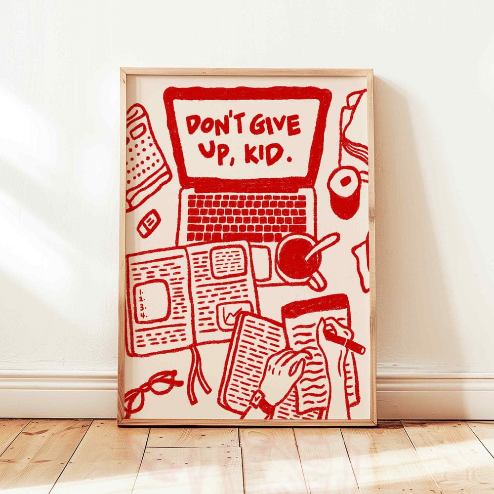 Don'T Give Up Print, Retro Positive Affirmation Poster, Study Desk Wall ...