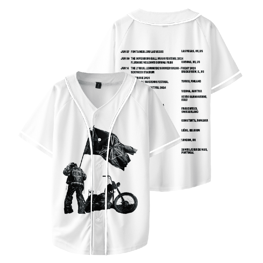 Don Toliver Hardstone Psycho Tour 2024 Baseball Jersey White V-neck Tee ...