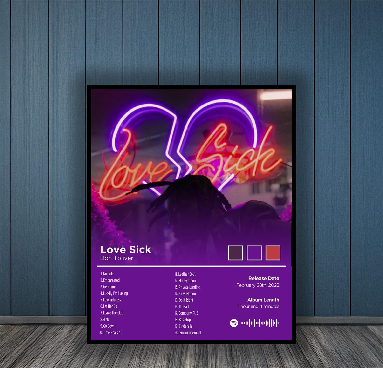 Don Toliver Love Sick Neon Sign Poster, Hip Hop Album Wall Decor, Size ...