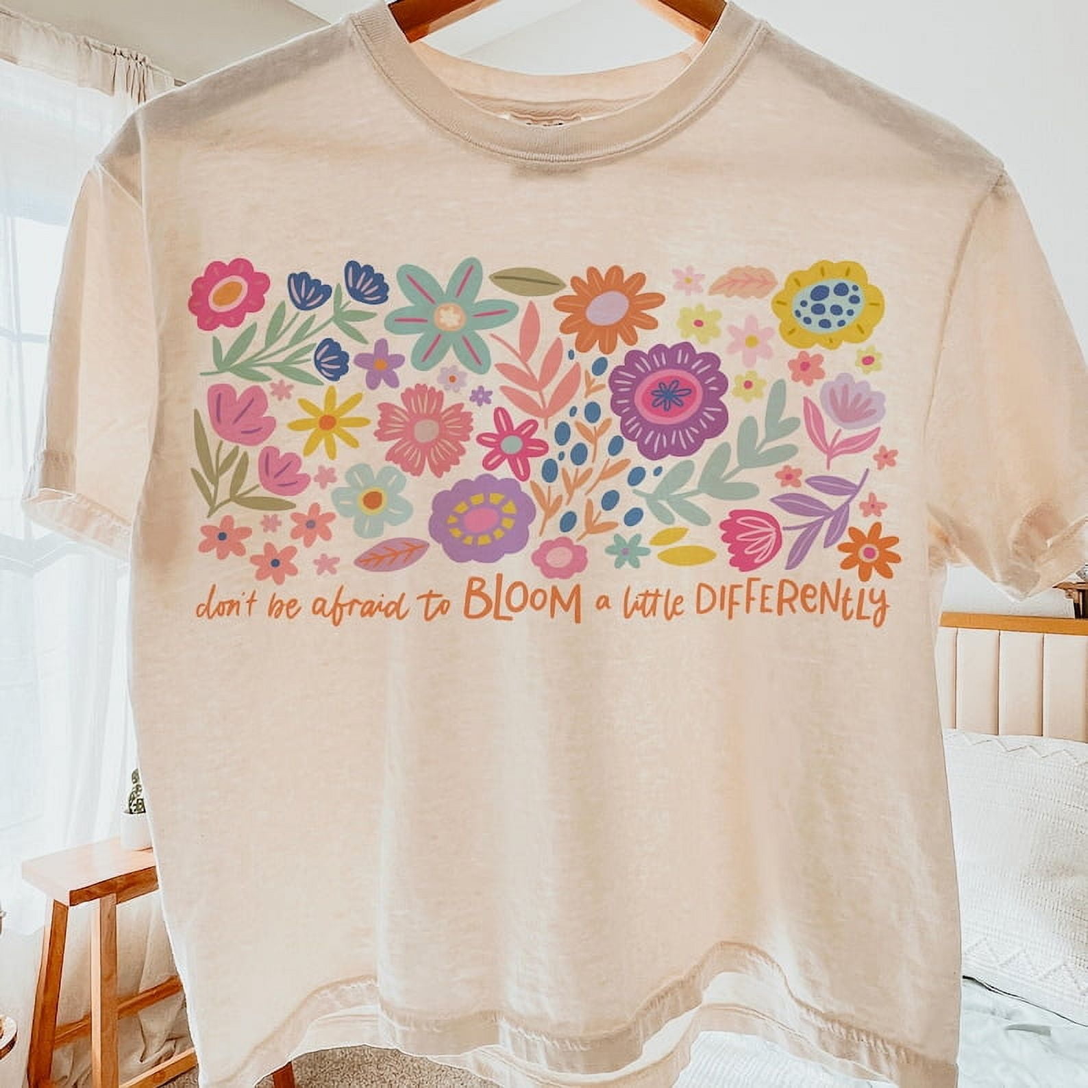 Don’t Be Afraid to Bloom T-Shirt, Floral Boho Flower Shirt, Autism ...