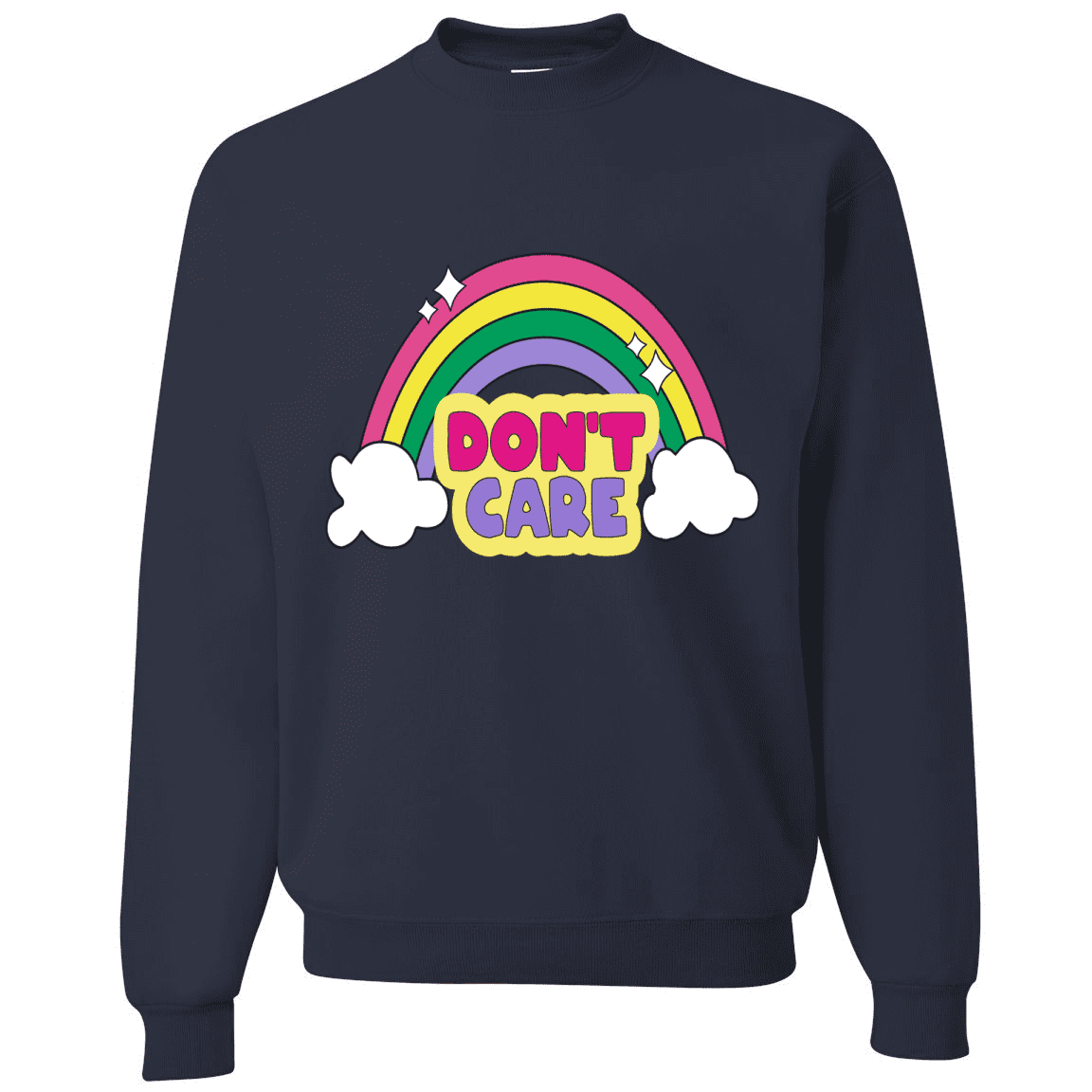 Don't Care Sparkly Rainbow Design LGBT Pride Crewneck Graphic ...