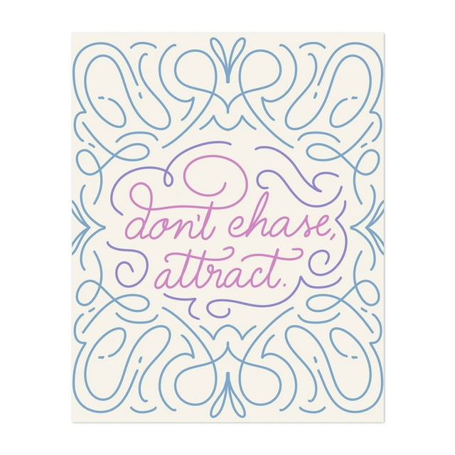Don't Chase, Attract. - Typography Quote Inspirational Motivational Line Art Illustration Pastel ...