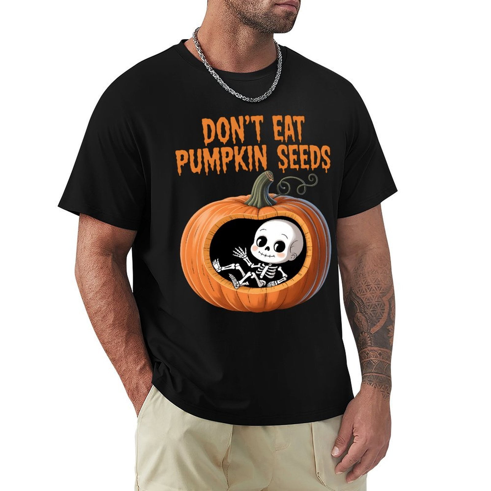 Don’t Eat Pumpkin Seeds Men's Cotton HD Print Short Sleeve T-Shirt Crew ...