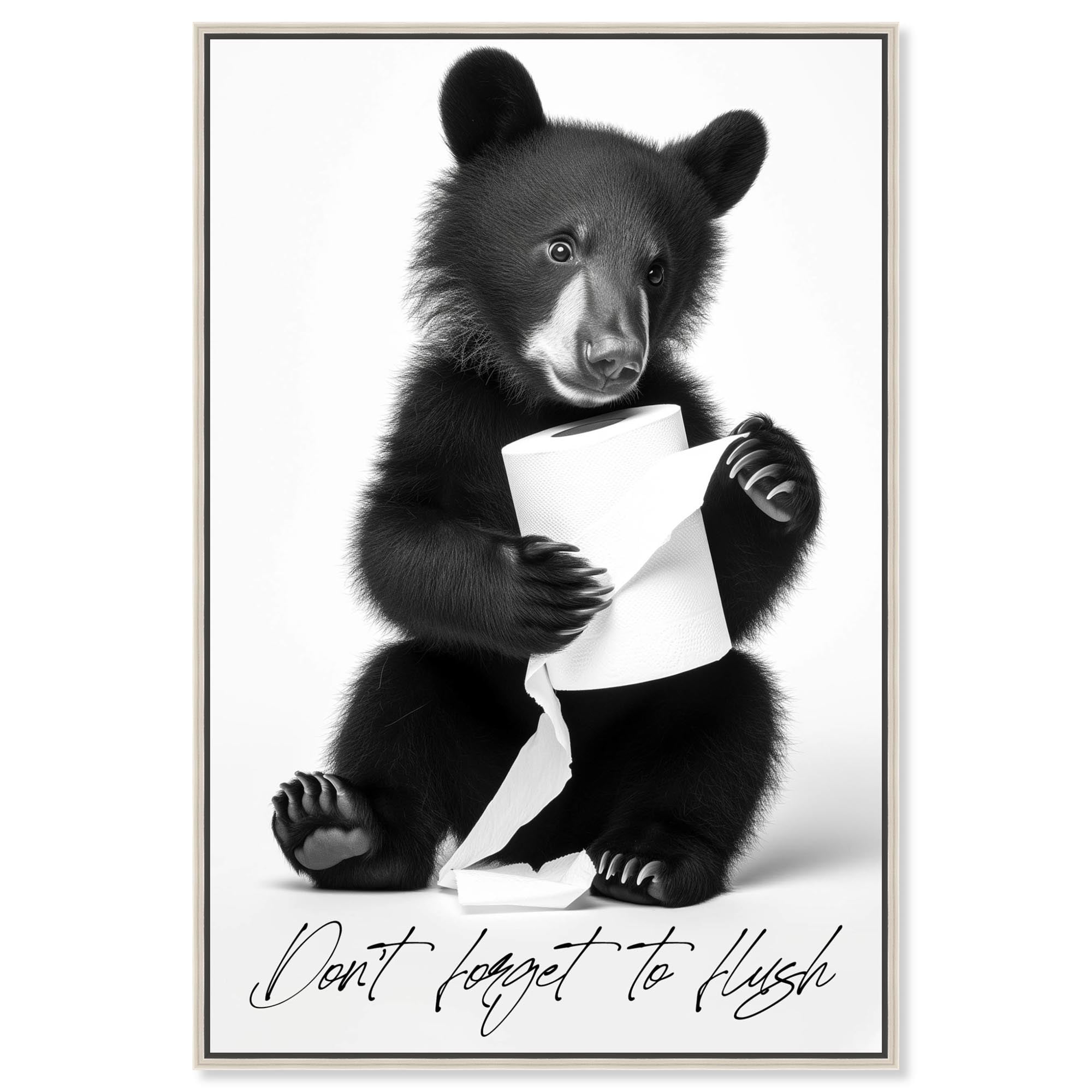 Don't Forget to Flush Bear Canvas Black and White Art Prints by ...