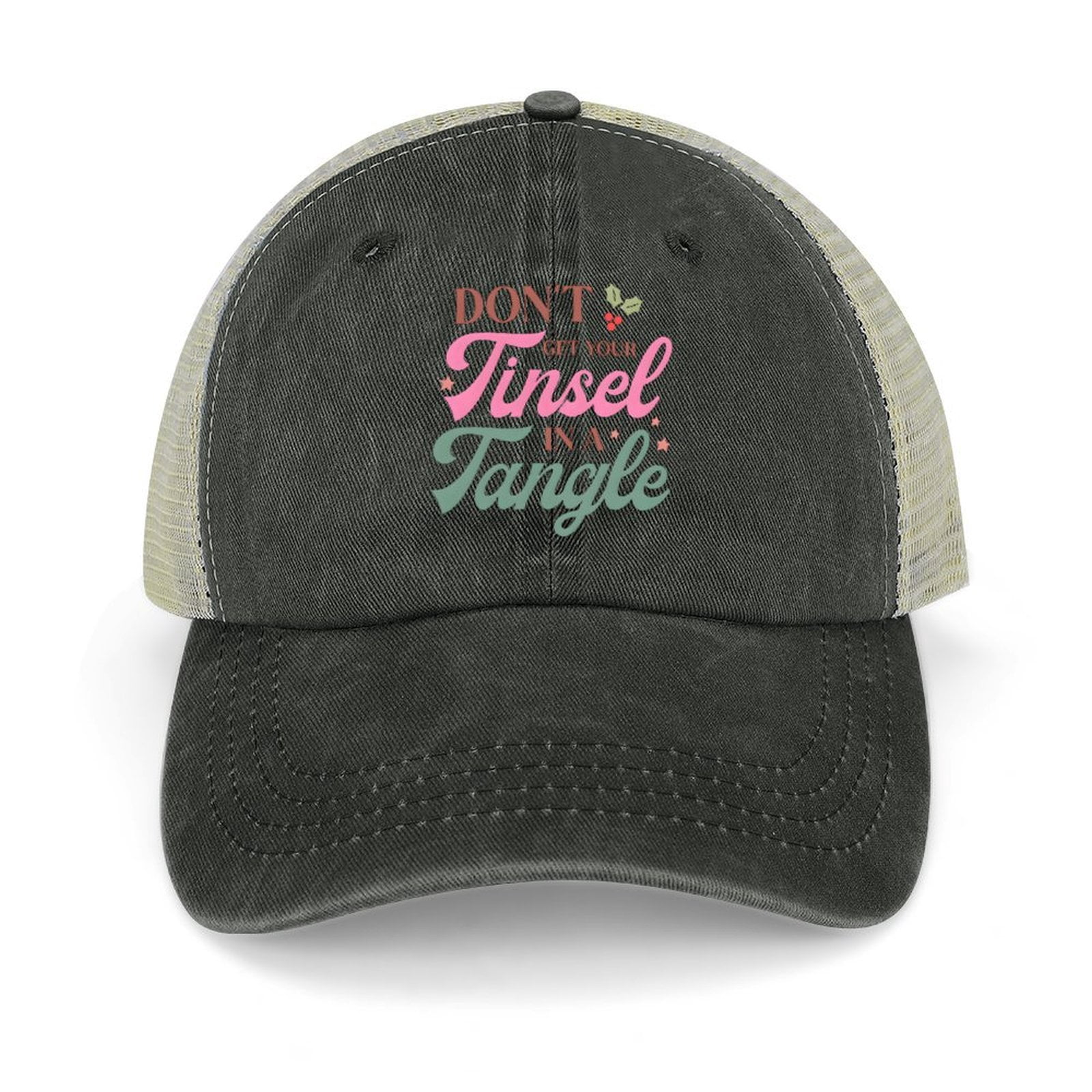 Don’t Get Your Tinsel In A Tangle Black Hat Adjustable Funny Fashion Unisex Baseball Cap for Men ...