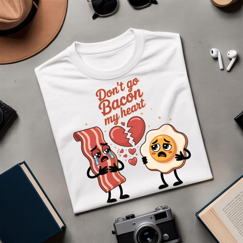 Don't Go Bacon My Heart Bacon and Egg Valentines Day Shirt Cute Food ...