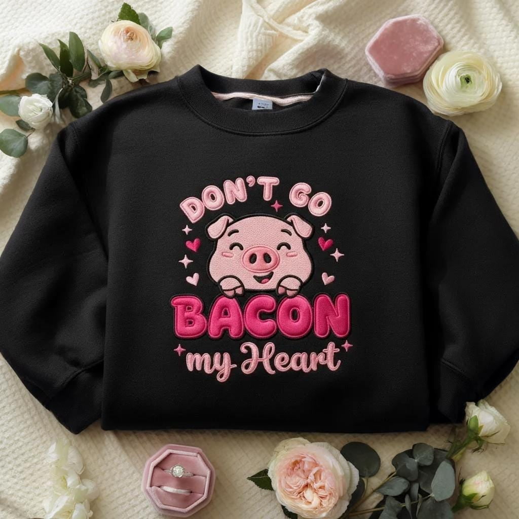 Don’t Go Bacon My Heart Embroidered Sweatshirt, Valentines Day Shirt ...