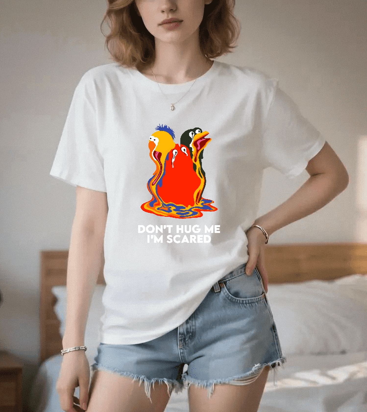 Don't Hug Me I'm Scared Melty Face Horror Fans Unisex Tee, for men ...