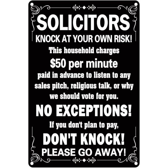 Don’t Knock Sign Metal Tin Sign Solicitors Knock at Your Own Risk Signs ...